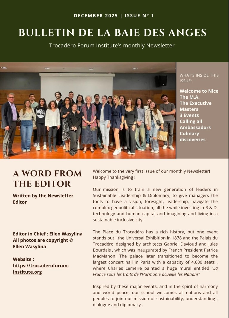 Our Newsletter has arrived ! – Trocadéro Forum Institute (TFI)